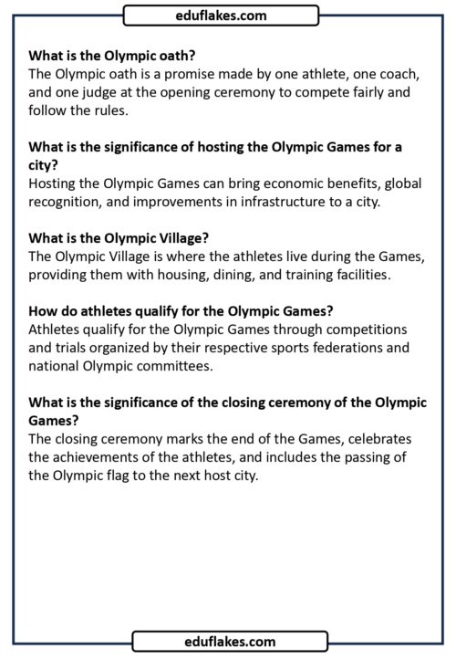 Olympics Worksheets And Printables Free PDF - Eduflakes