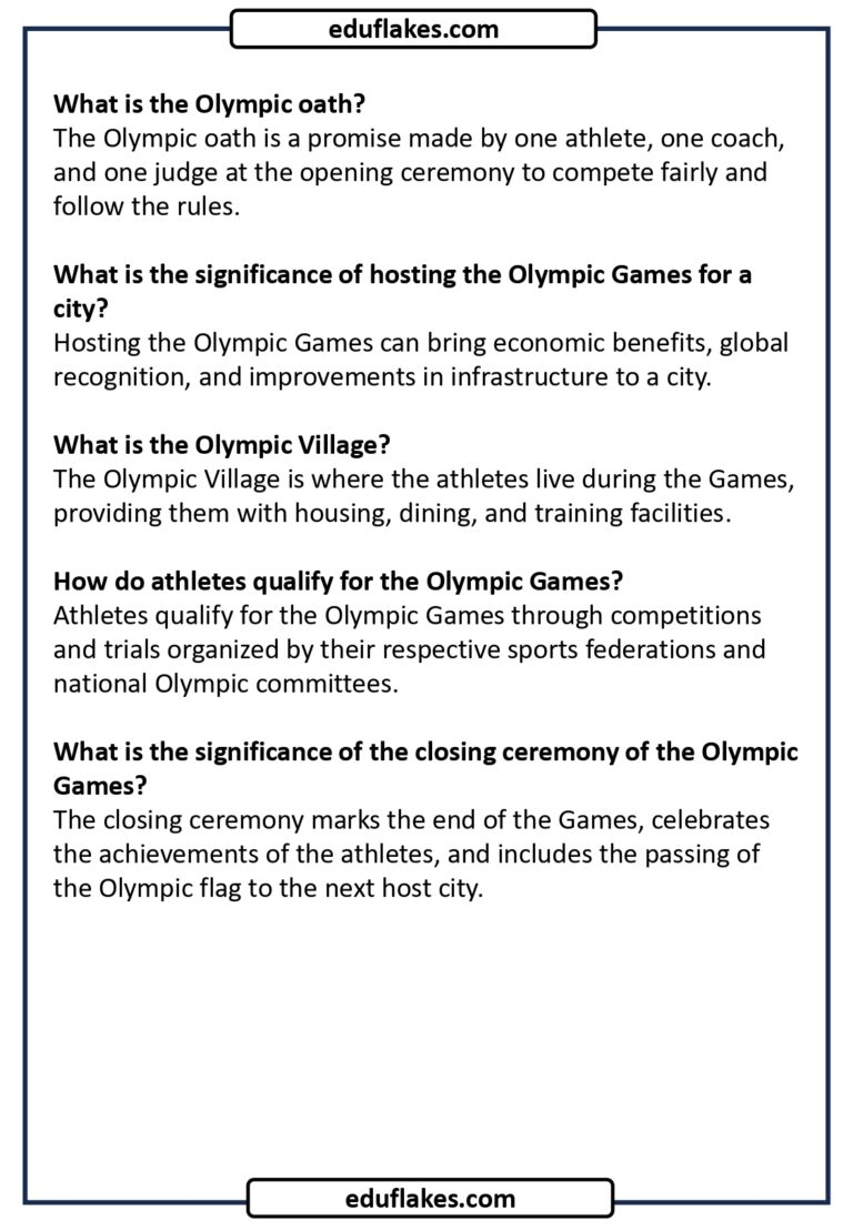 Olympics Worksheets And Printables Free PDF - Eduflakes