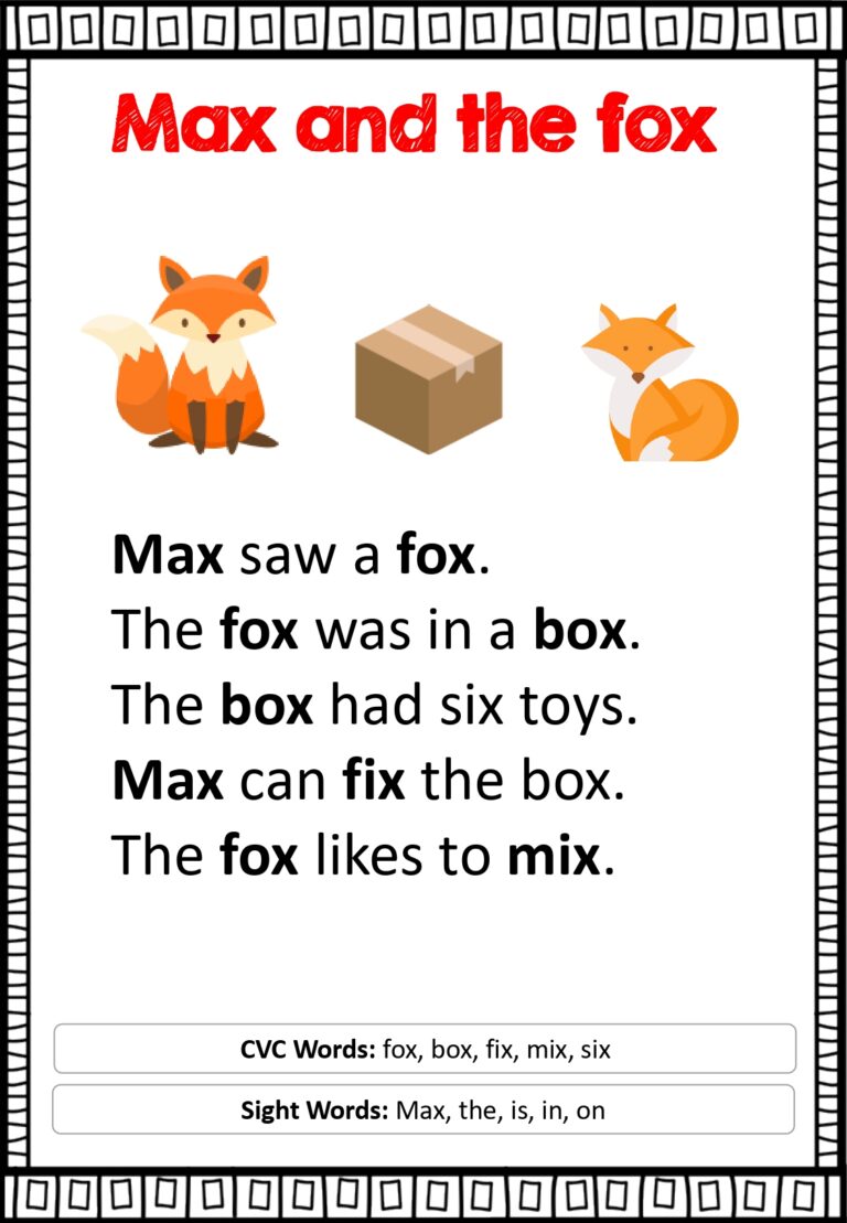 Kindergarten CVC And Sight Words Passages - Eduflakes