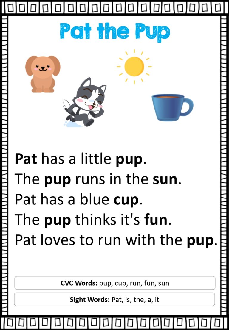 Kindergarten CVC And Sight Words Passages - Eduflakes