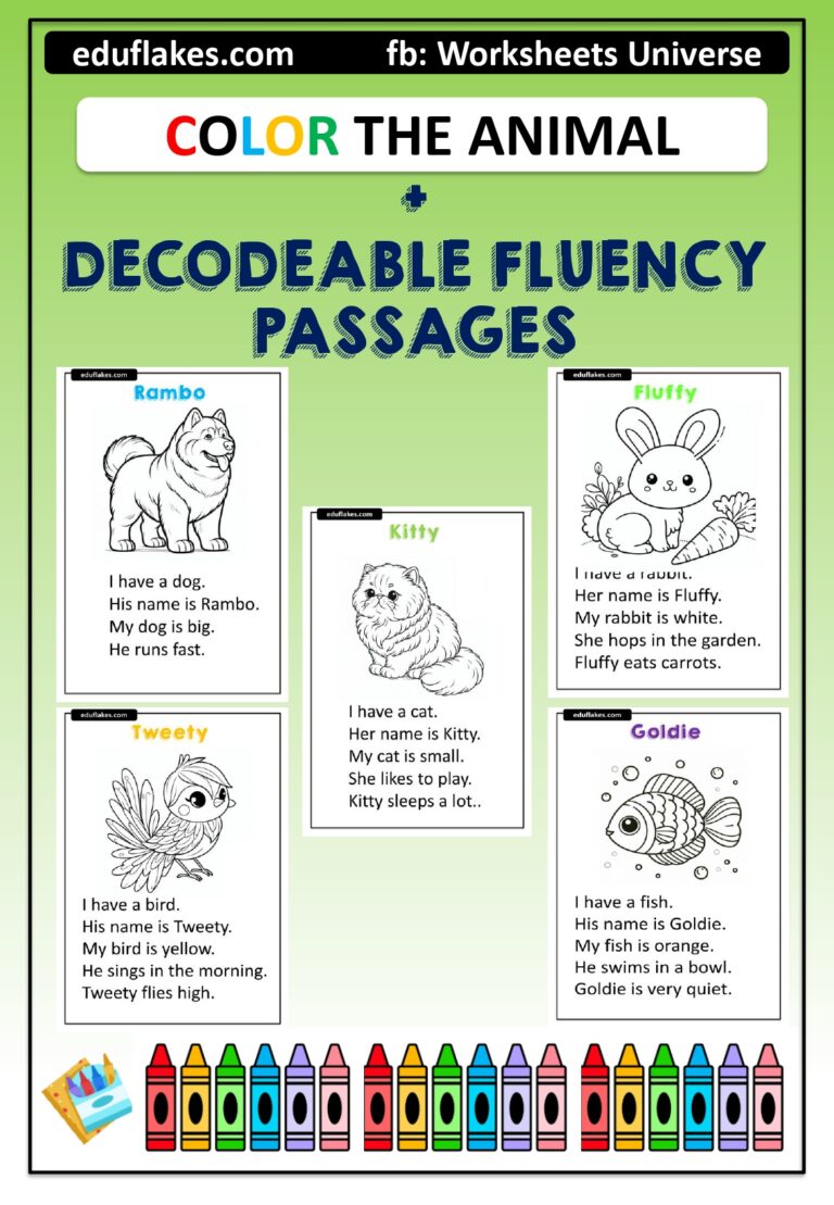 Kindergarten Decodable Fluency Passages Free PDF - Eduflakes