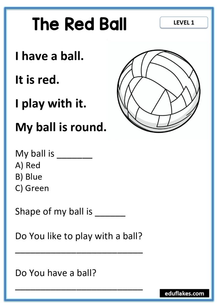 Kindergarten English Comprehension - Eduflakes