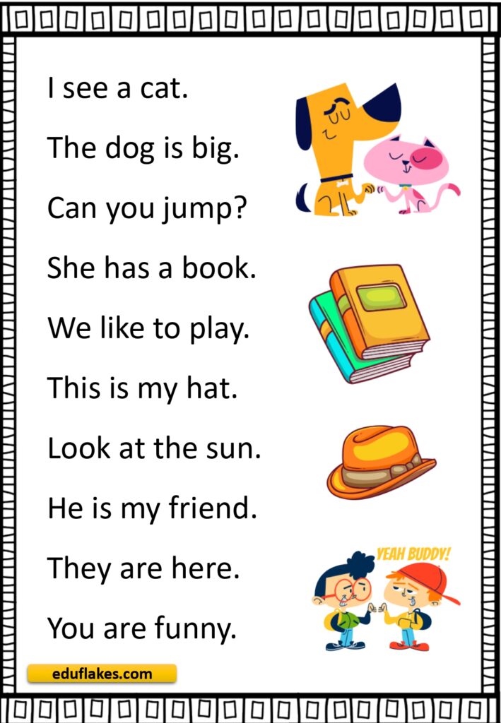 Kindergarten Sight Words Sentences Free PDF - Eduflakes