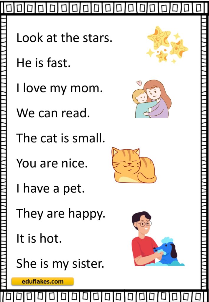 Kindergarten Sight Words Sentences Free PDF - Eduflakes
