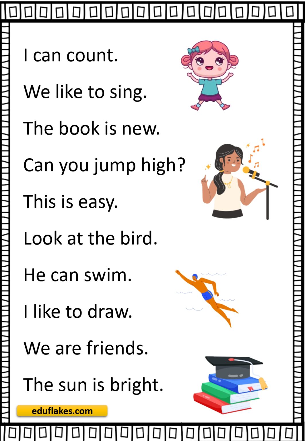 Kindergarten Sight Words Sentences Free PDF - Eduflakes