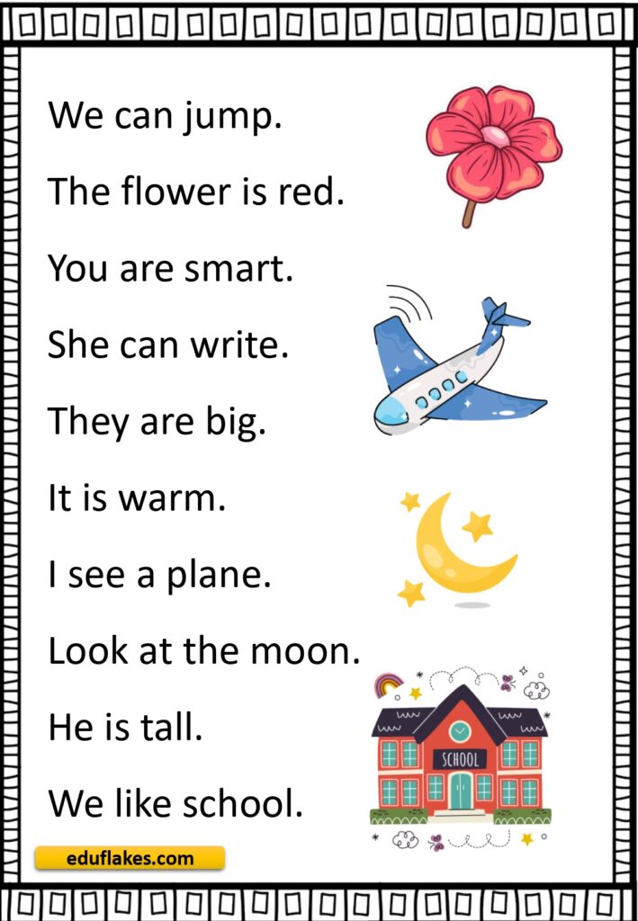 Kindergarten Sight Words Sentences Free PDF - Eduflakes