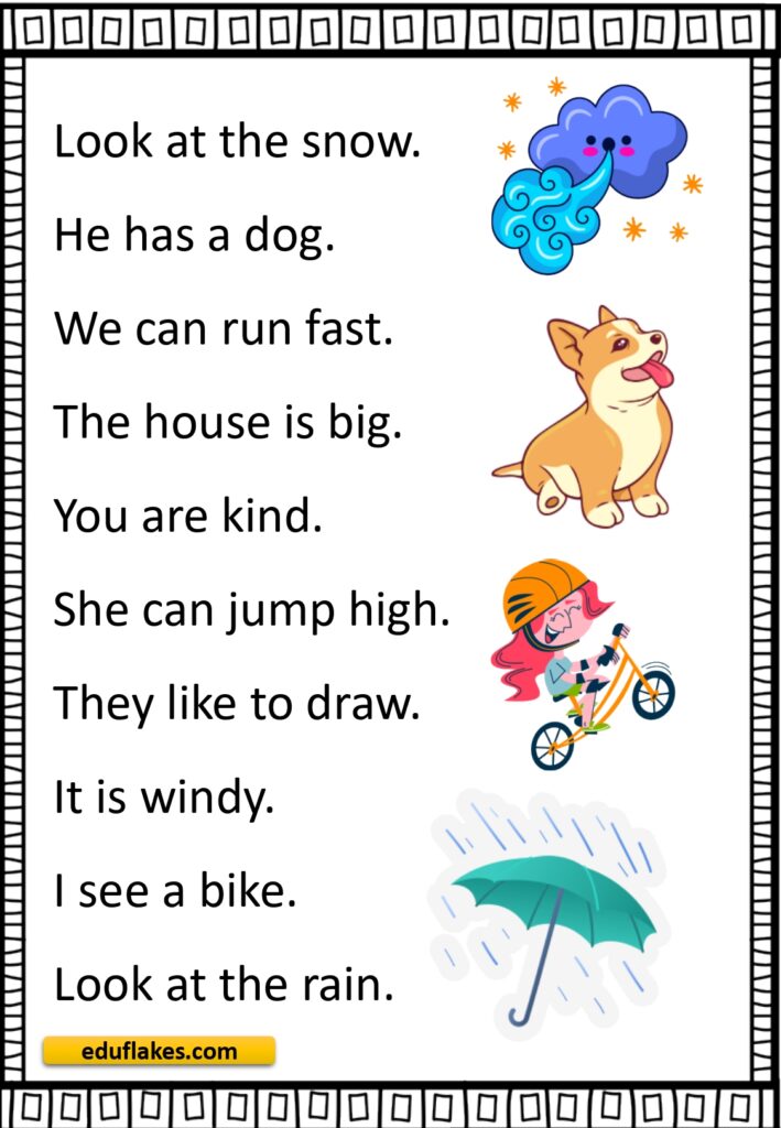 Kindergarten Sight Words Sentences Free PDF - Eduflakes