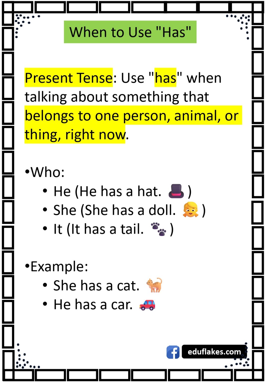 Grade 2 English Grammar Has Have Had Free Printable - Eduflakes