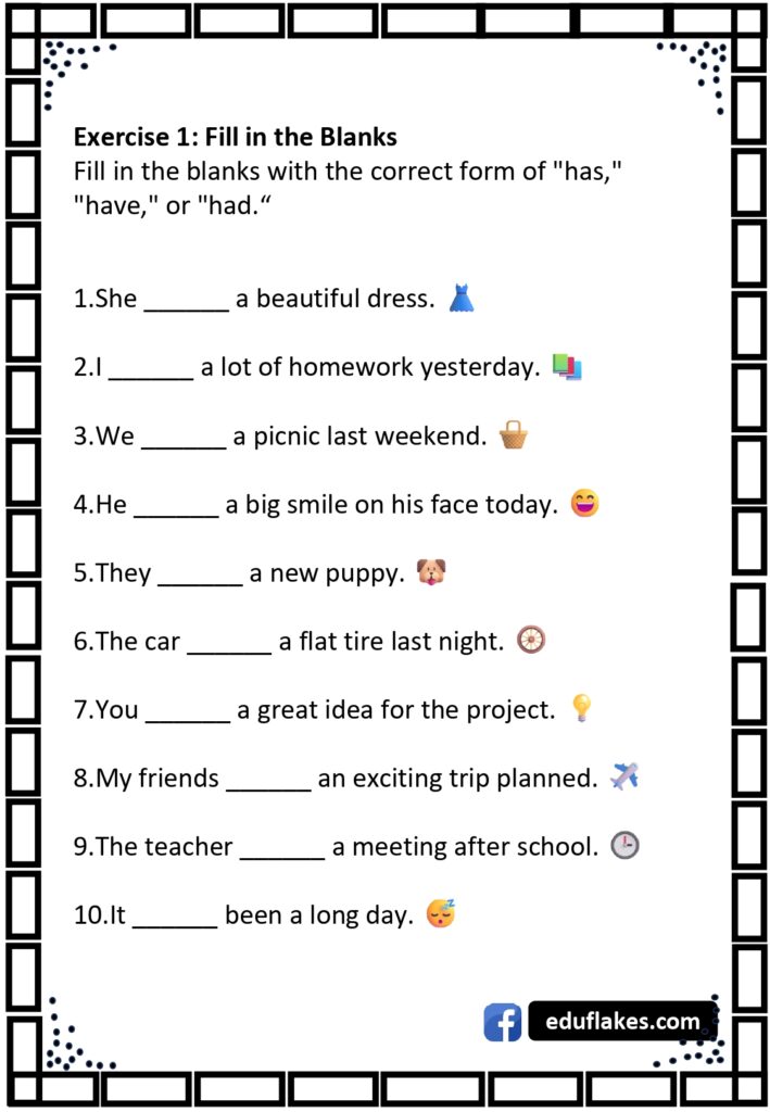 Grade 2 English Grammar Has Have Had Free Printable - Eduflakes