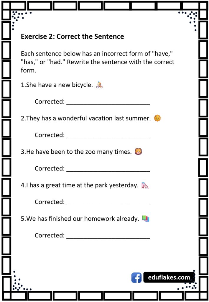 Grade 2 English Grammar Has Have Had Free Printable - Eduflakes
