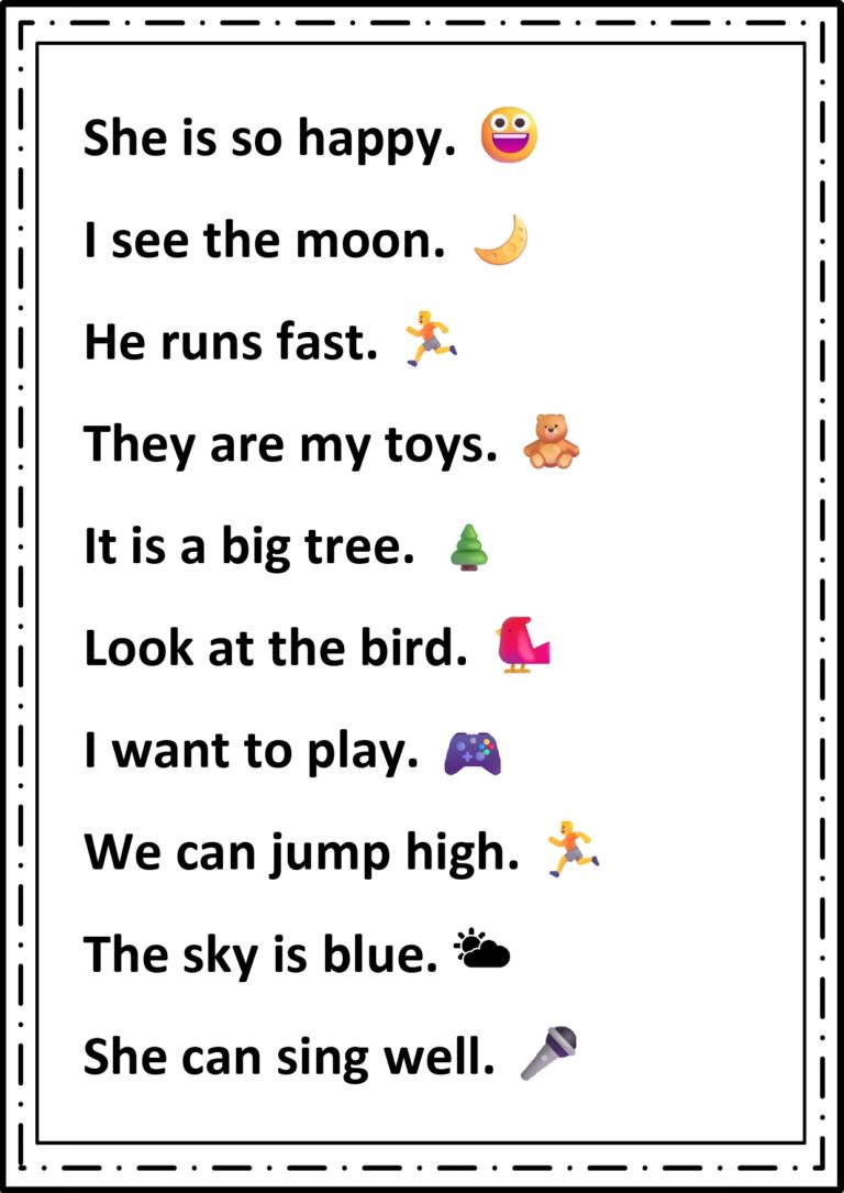 Simple Sentences Reading Worksheets For Kindergarten - Eduflakes