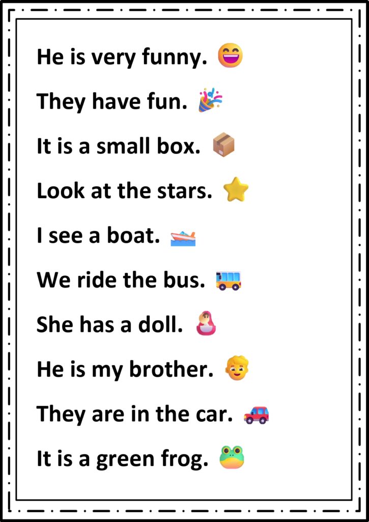 Kindergarten Sight Words Sentences Free Pdf - Eduflakes