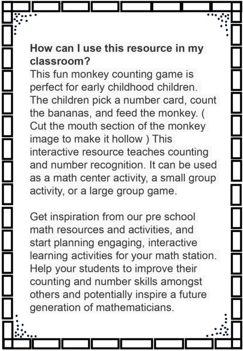 Feed The Monkey Counting Game - Eduflakes