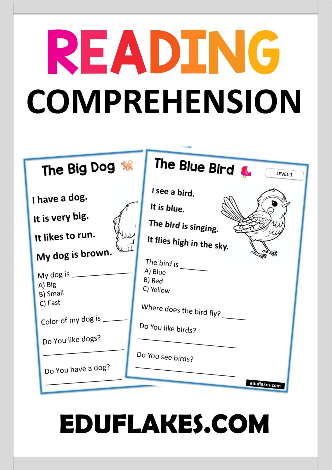 Kindergarten English Comprehension - Eduflakes