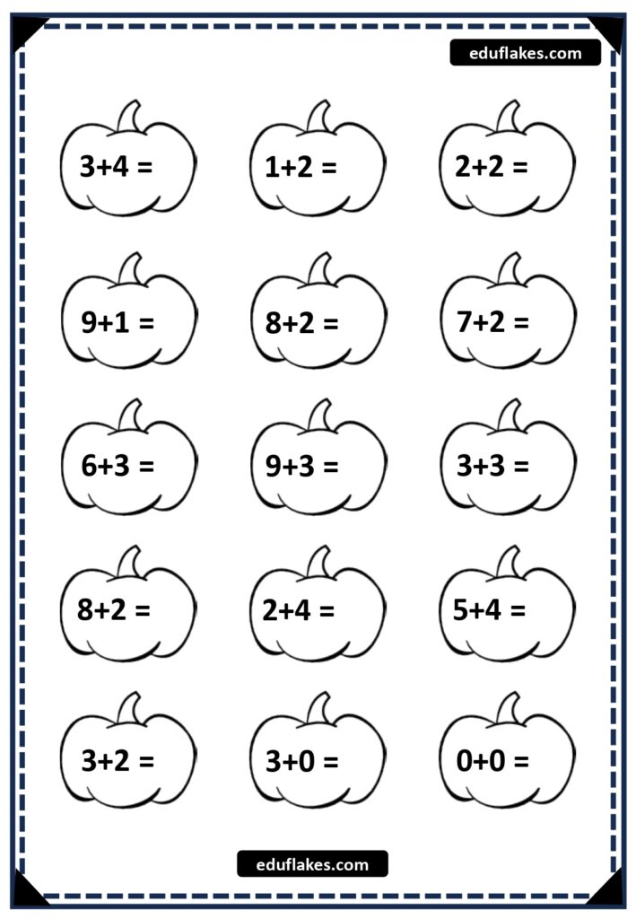 Fall Kindergarten Addition Worksheets Free PDF - Eduflakes
