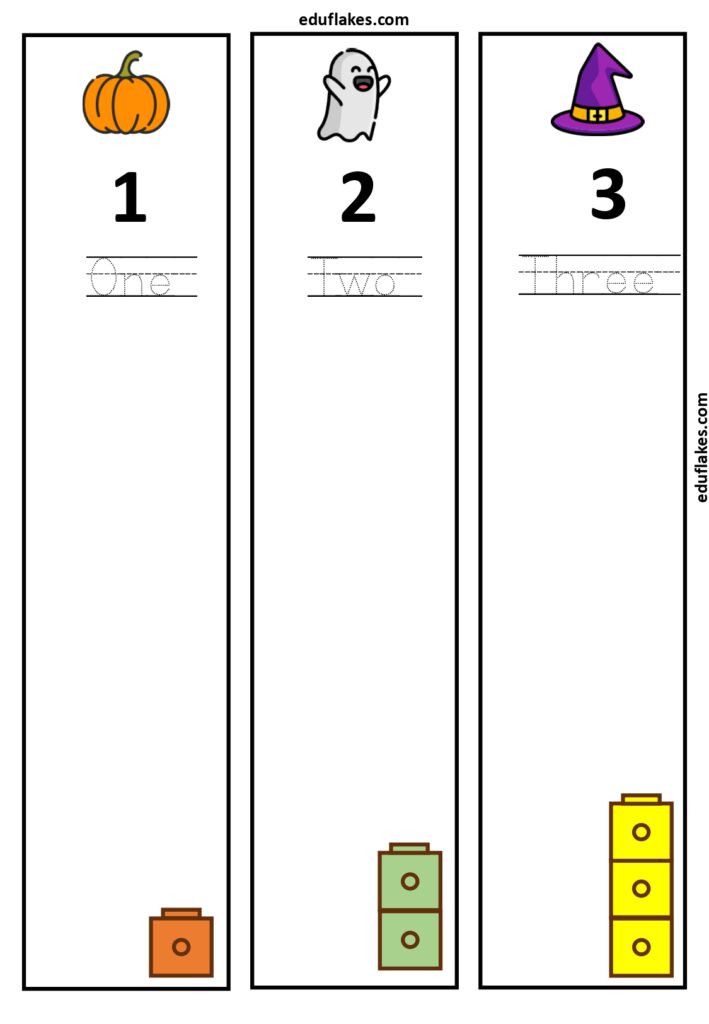 Halloween Kindergarten Trace Count And Build Free PDF Printable - Eduflakes