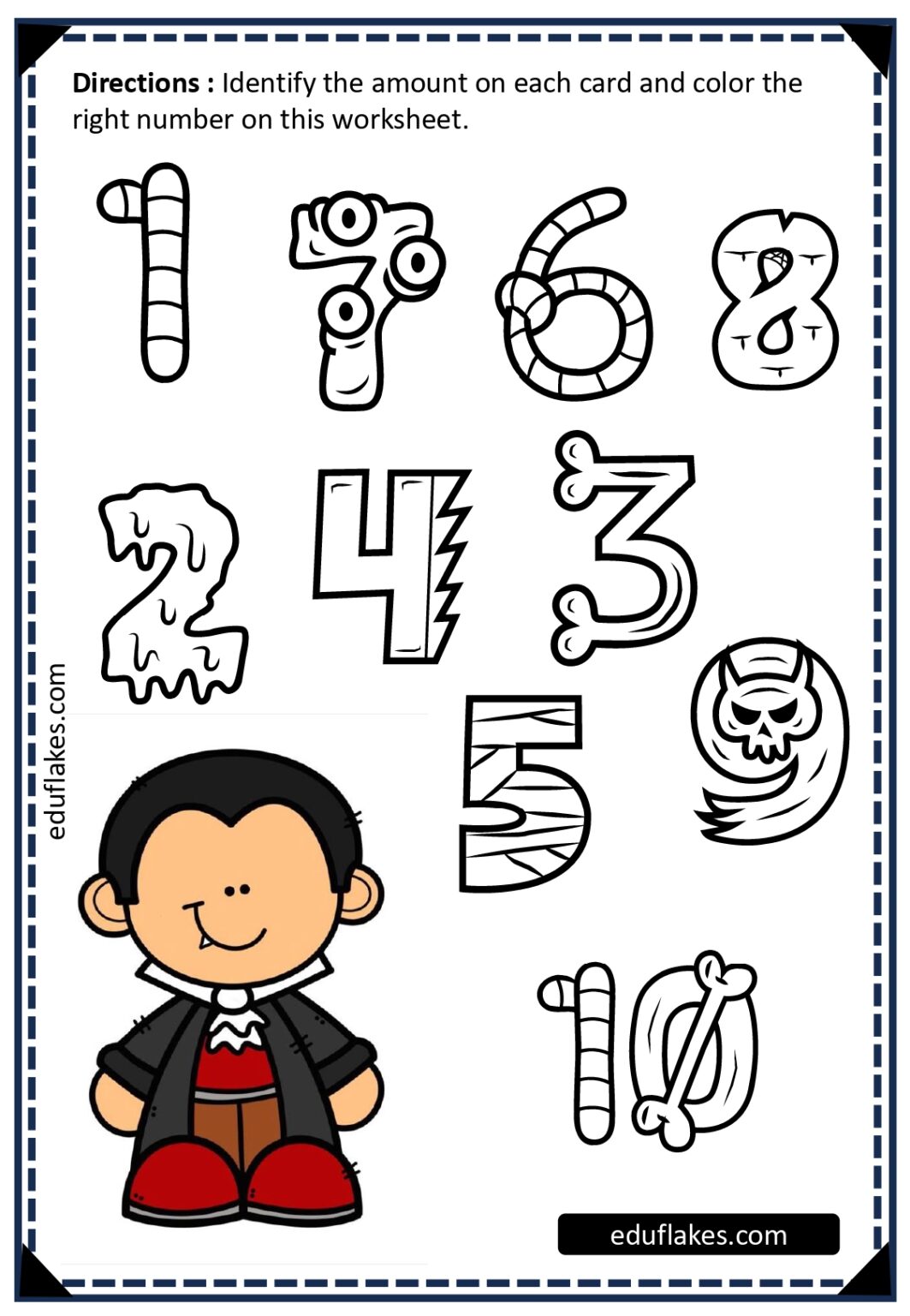 Halloween Kindergarten Number Identification Free PDF Printable - Eduflakes