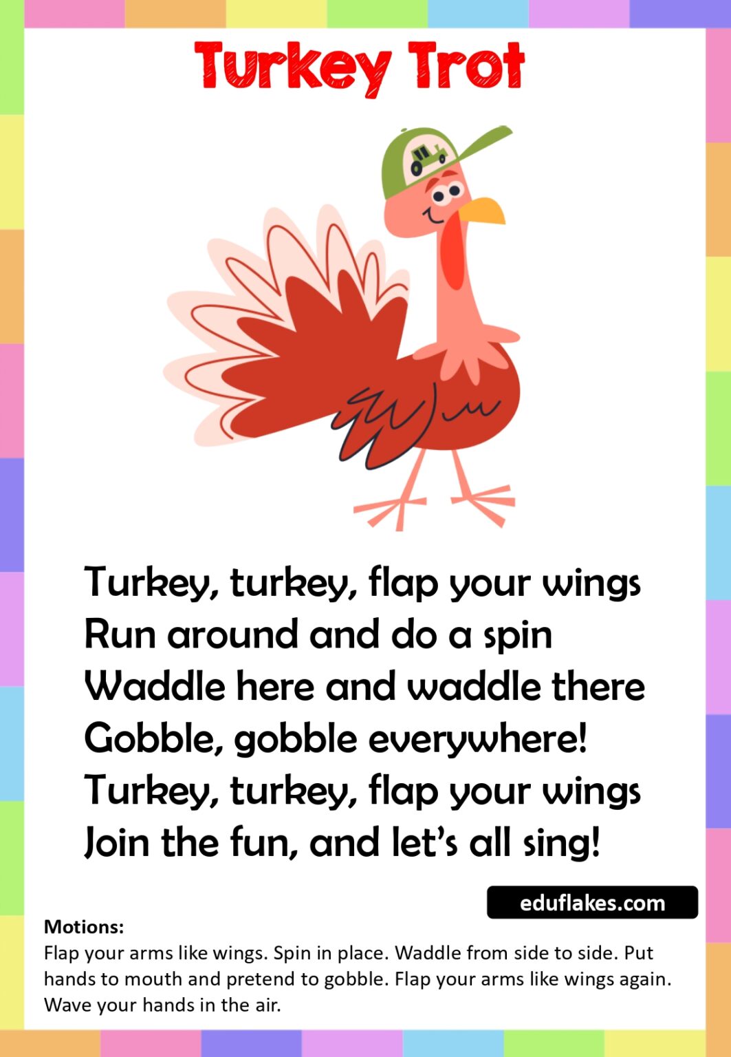 Kindergarten Thanksgiving Rhymes Free PDF Printable - Eduflakes