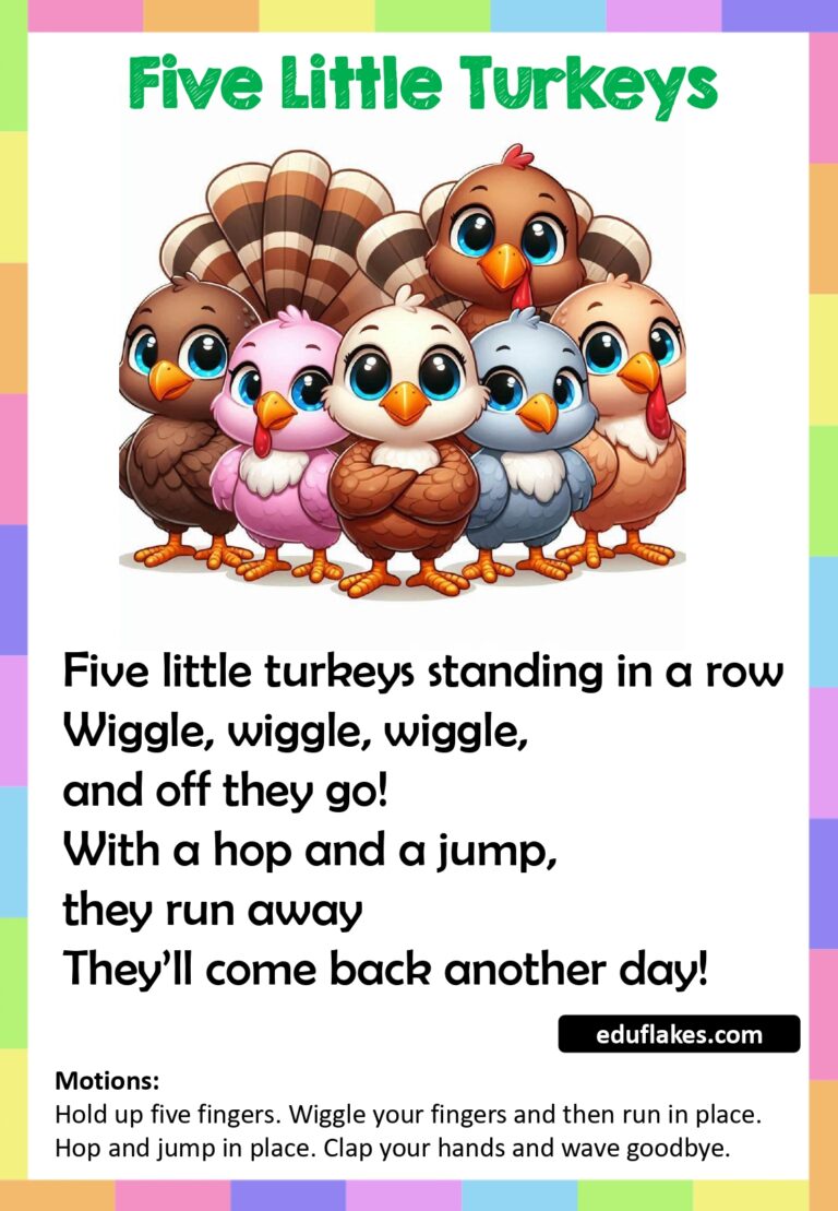 Kindergarten Thanksgiving Rhymes Free PDF Printable - Eduflakes