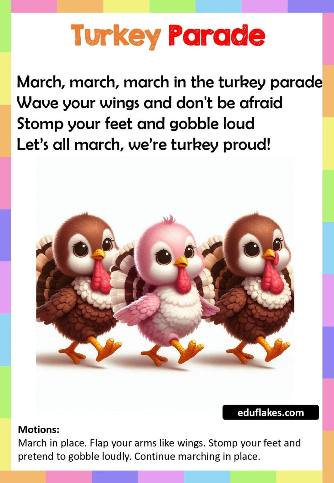 Kindergarten Thanksgiving Rhymes Free PDF Printable - Eduflakes