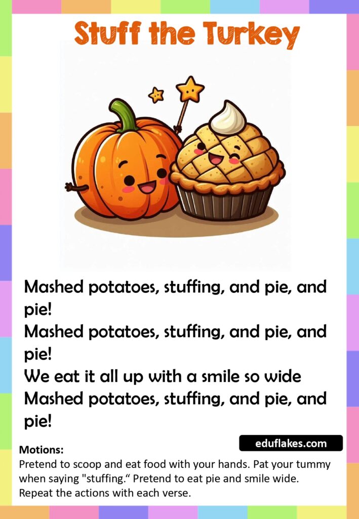 Kindergarten Thanksgiving Rhymes Free PDF Printable - Eduflakes