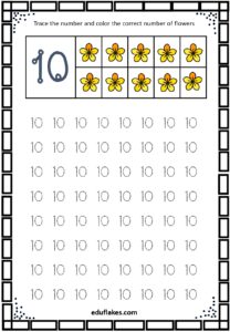 Kindergarten Number Tracing And Counting On Ten Frames Free PDF - Eduflakes