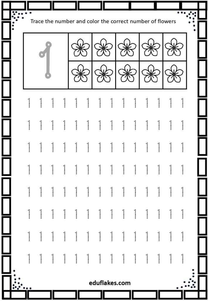 Kindergarten Number Tracing And Counting On Ten Frames Free PDF - Eduflakes