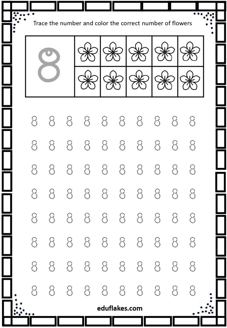 Kindergarten Number Tracing And Counting On Ten Frames Free PDF - Eduflakes