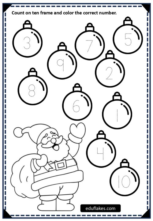 Kindergarten Christmas Free Worksheet Count And Trace Printable PDF ...