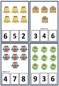 Kindergarten Count And Clip Cards Free PDF Christmas Theme - Eduflakes