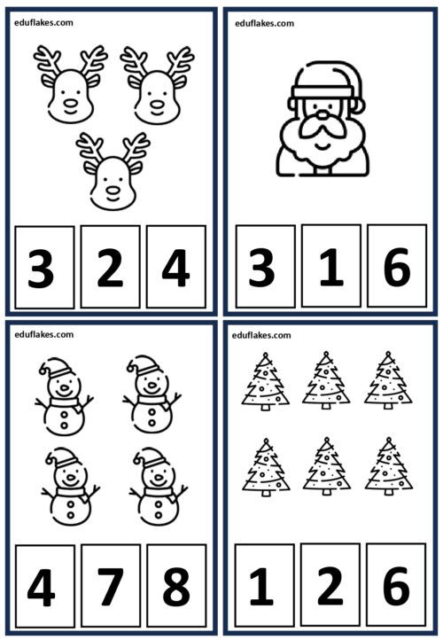 Kindergarten Count And Clip Cards Free PDF Christmas Theme - Eduflakes