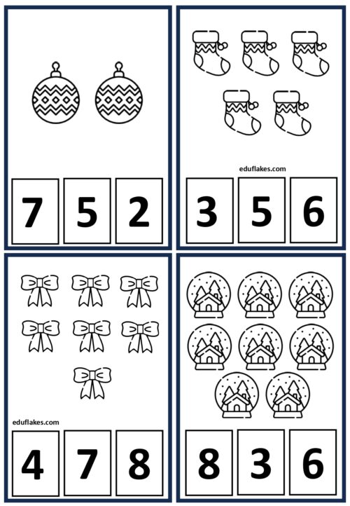 Kindergarten Count And Clip Cards Free PDF Christmas Theme - Eduflakes