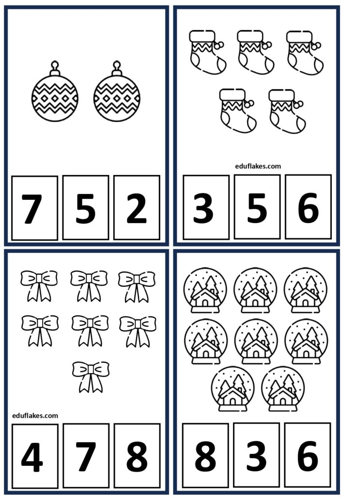 Kindergarten Count And Clip Cards Free PDF Christmas Theme - Eduflakes