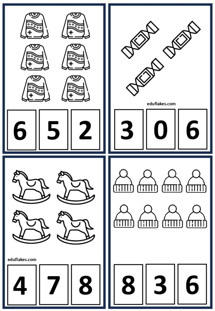 Kindergarten Count And Clip Cards Free PDF Christmas Theme - Eduflakes