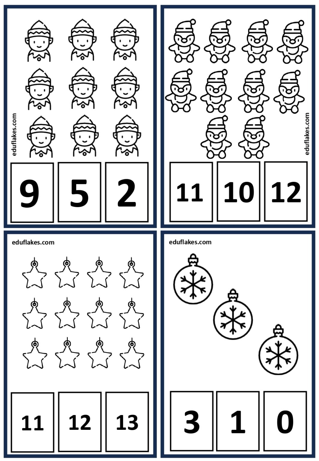 Kindergarten Count And Clip Cards Free PDF Christmas Theme - Eduflakes