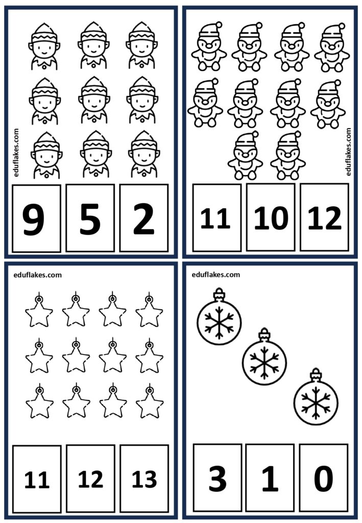 Kindergarten Count And Clip Cards Free PDF Christmas Theme - Eduflakes