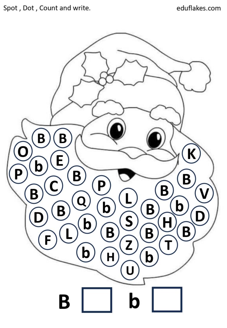 Kindergarten Alphabets Identification - Spot It And Dot It - Christmas ...