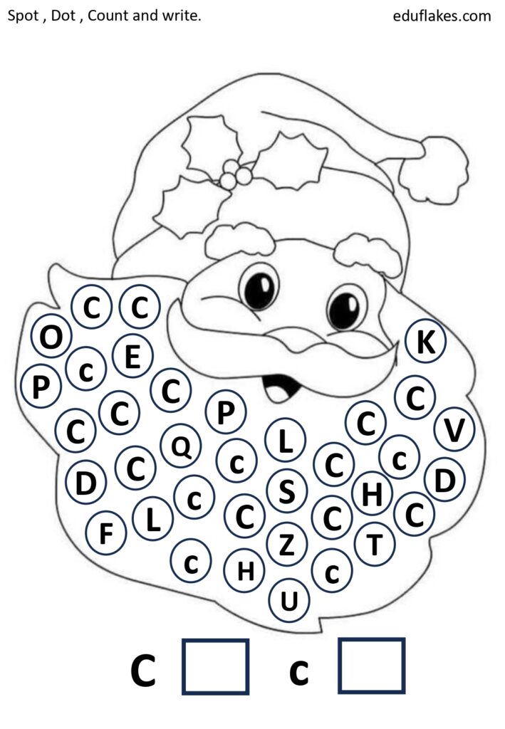 Kindergarten Alphabets Identification - Spot It And Dot It - Christmas ...