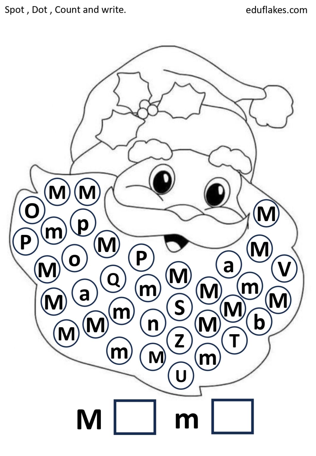 Kindergarten Alphabets Identification - Spot It And Dot It - Christmas ...