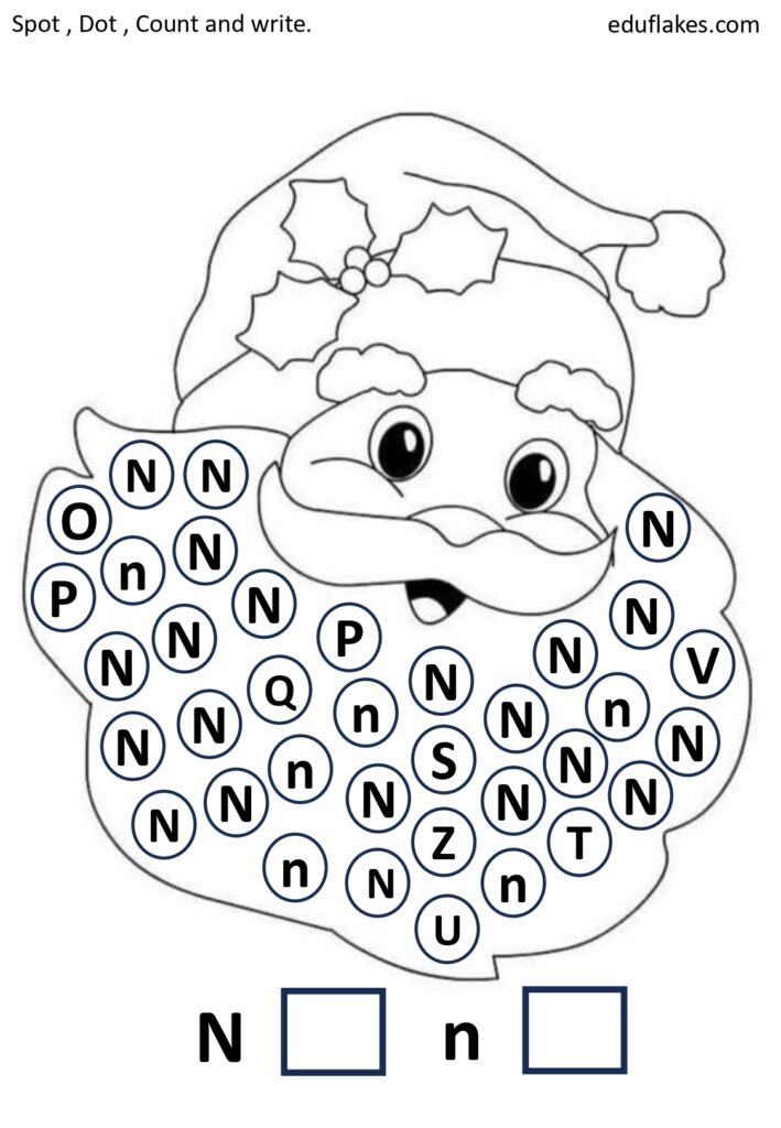 Kindergarten Alphabets Identification - Spot It And Dot It - Christmas ...