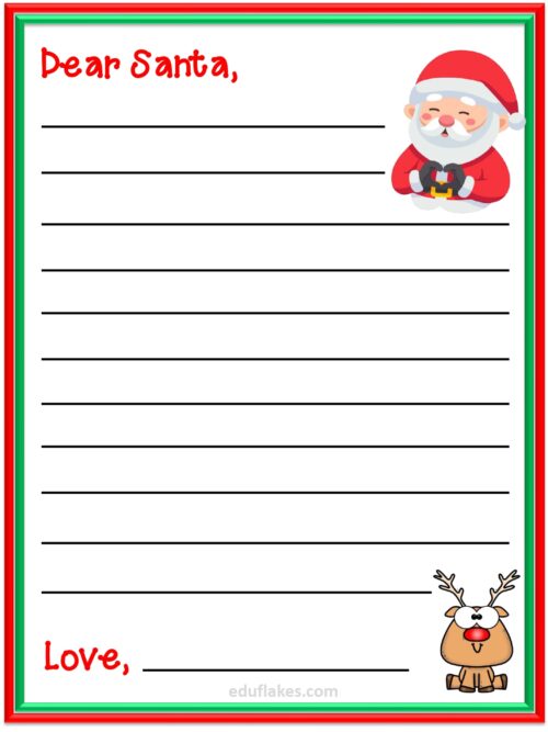 Write To Santa: Free Printable Letter Templates For Kids - Eduflakes