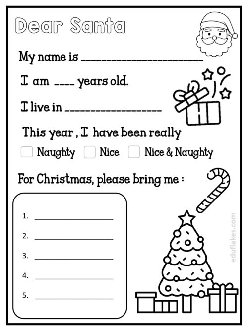 Write To Santa: Free Printable Letter Templates For Kids - Eduflakes