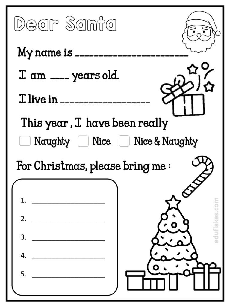 Write To Santa: Free Printable Letter Templates For Kids - Eduflakes
