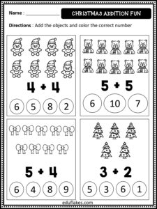 Free Christmas Math Worksheets For Kindergarten - Eduflakes