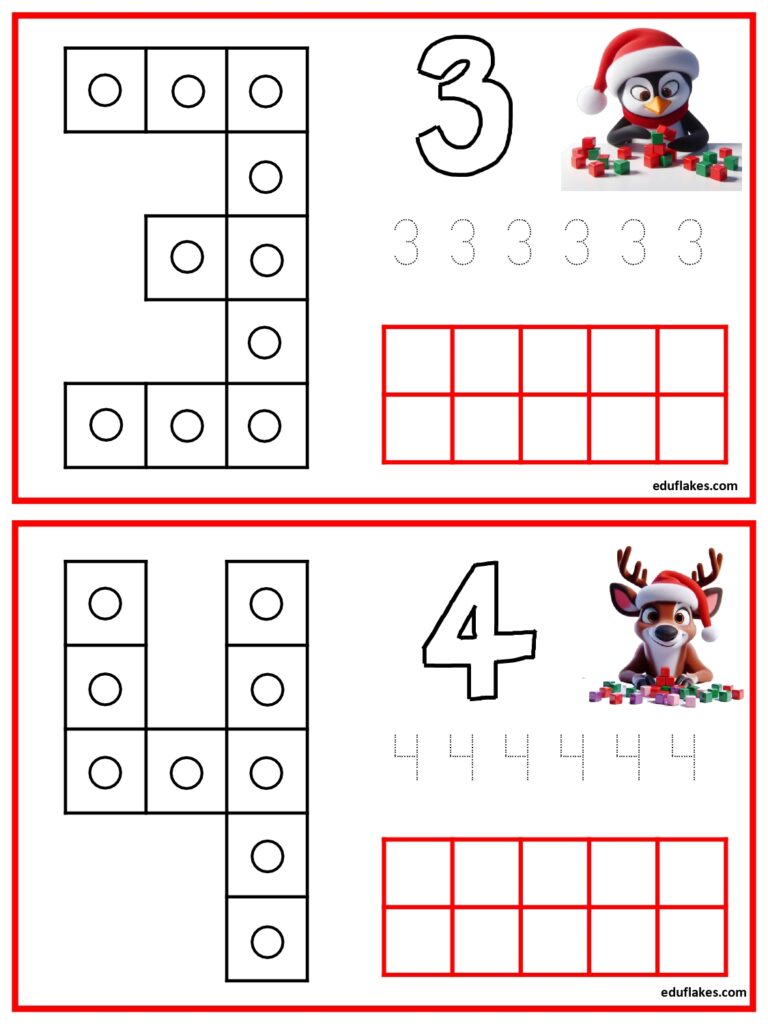 Kindergarten Free Snap Cube Number Mats - Eduflakes