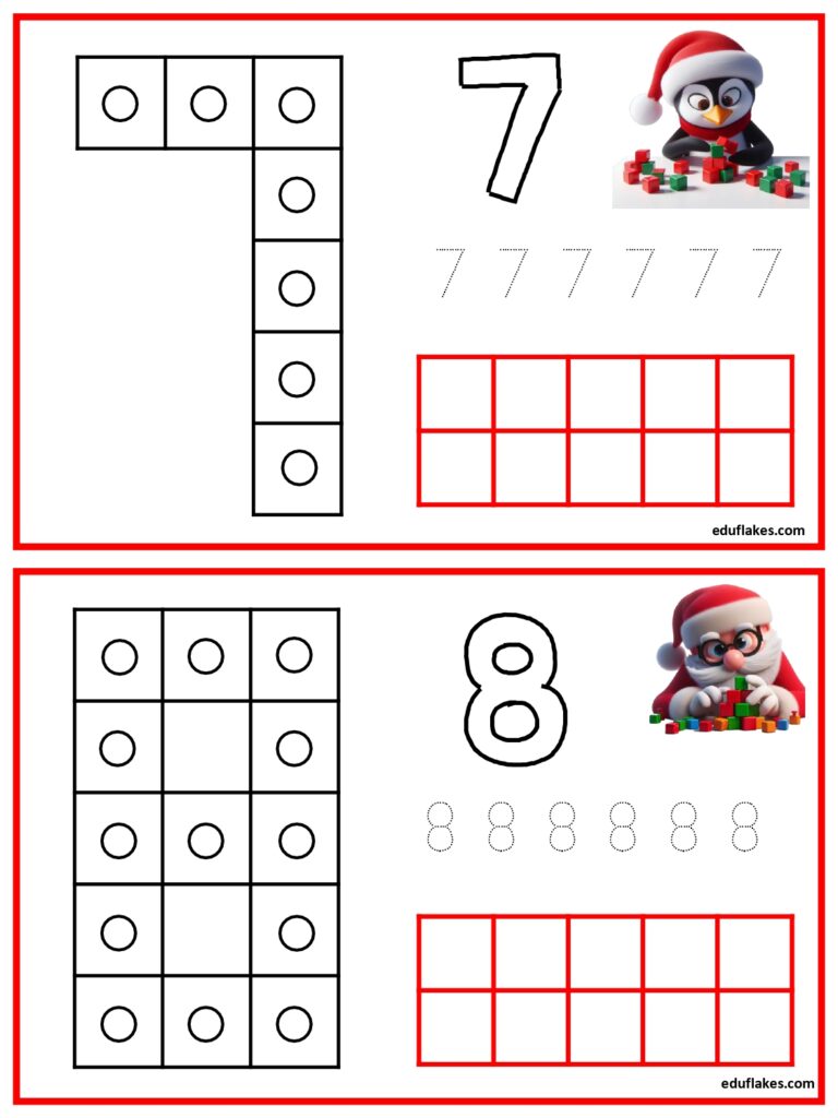 Kindergarten Free Snap Cube Number Mats - Eduflakes