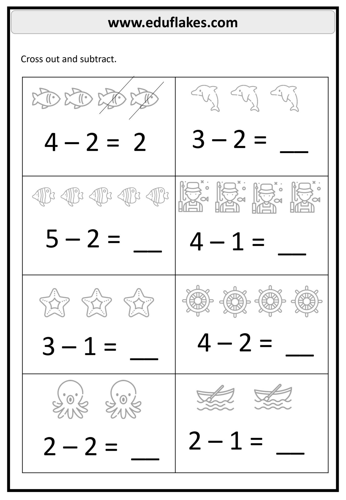 Kindergarten Subtraction Worksheet Printables Free PDF - Eduflakes