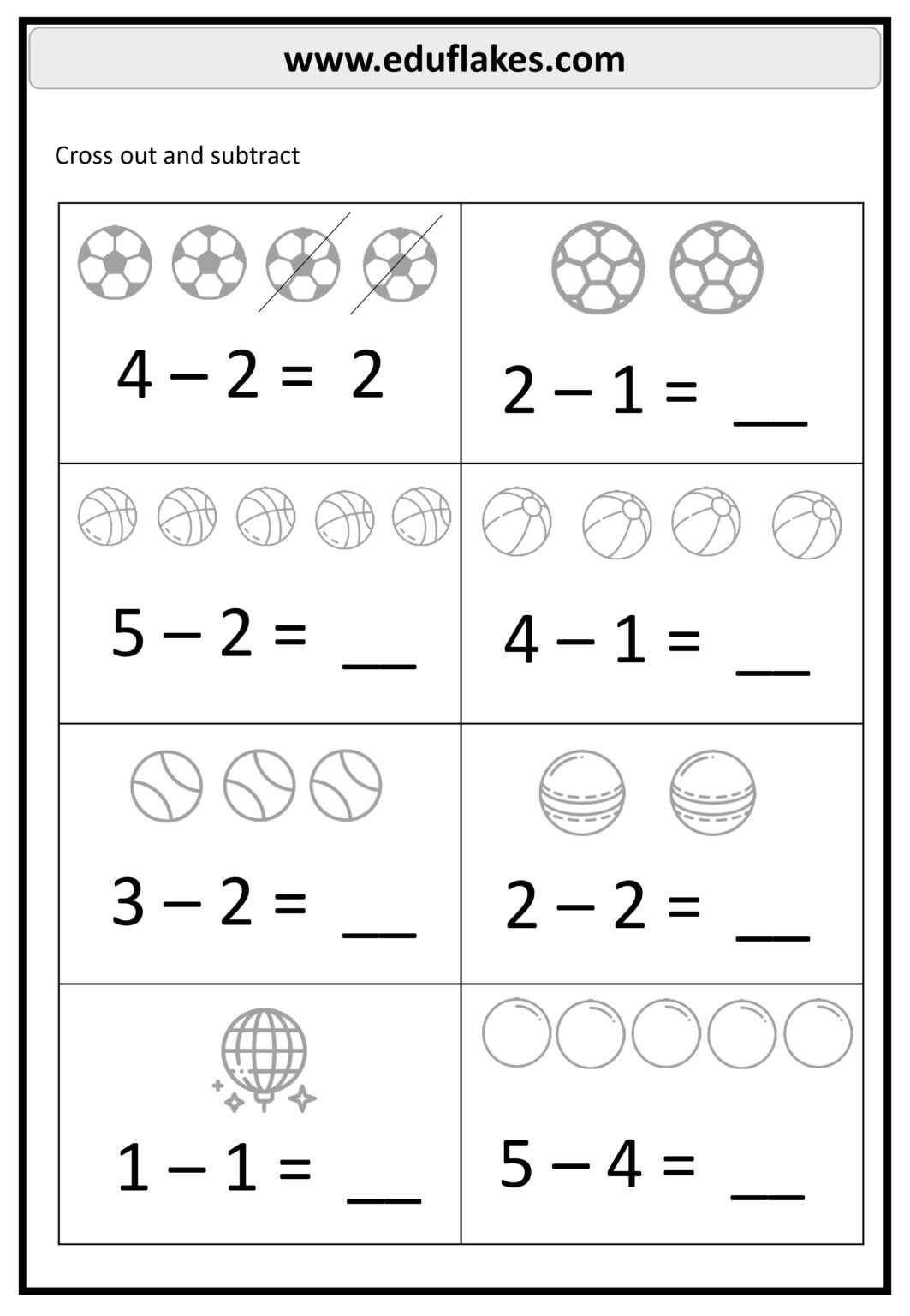 Kindergarten Subtraction Worksheet Printables Free PDF - Eduflakes