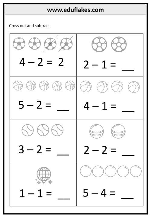 Kindergarten Subtraction Worksheet Printables Free PDF - Eduflakes