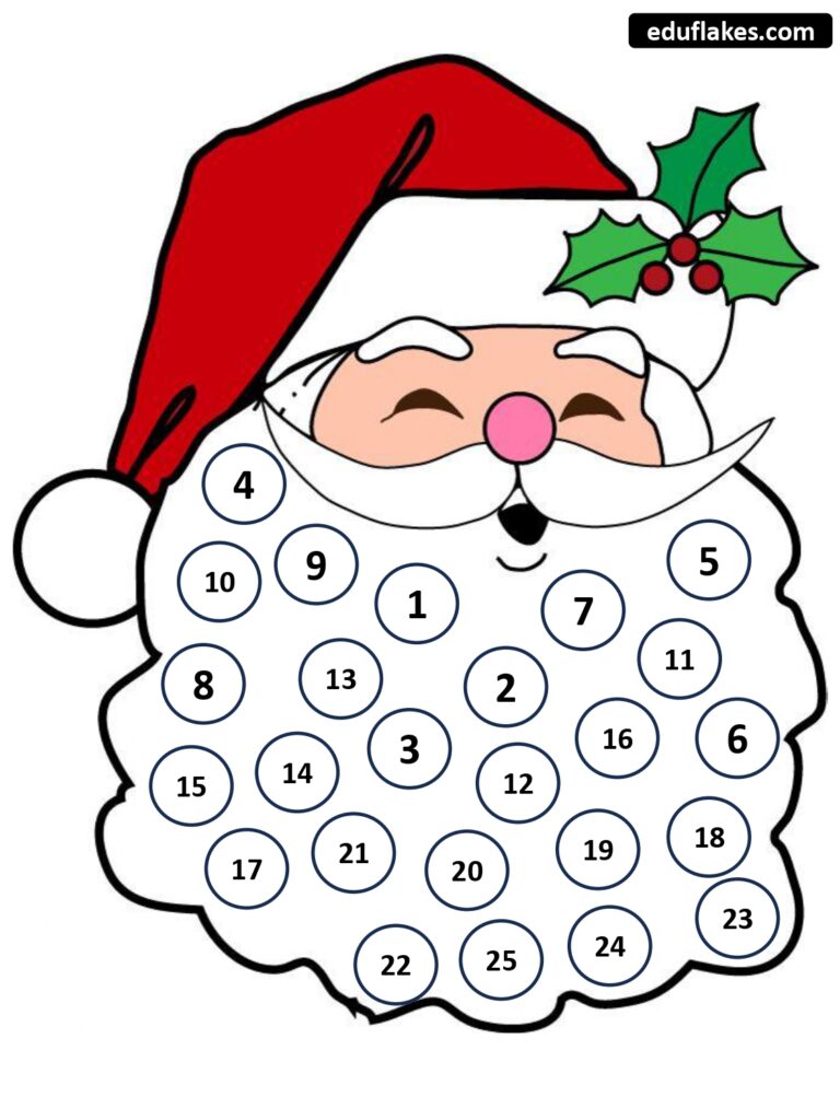 5 Santa Face Advent Calendars For Kids - Free PDF Templates - Eduflakes